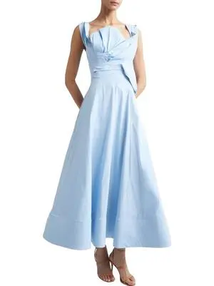 Lela Rose Draped Fit & Flare Dress - Oxford