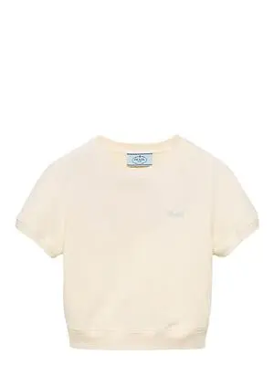 Prada Round-neck Cotton-fleece T-shirt - Yellow