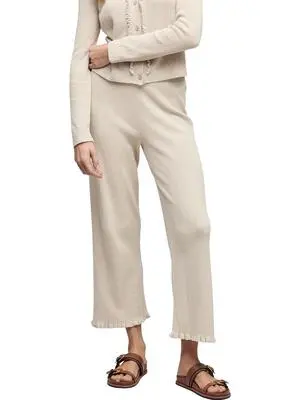 Barefoot Dreams Cozychic Ultra Lite Ruffle Hem Rib Ankle Pants - Stone