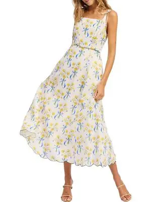 EN SAISON Audery Floral Belted Maxi Dress - White Yellow Blue