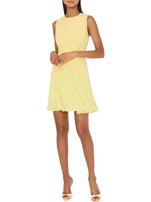 MILLY Haddy Pleated Mini Dress Yellow