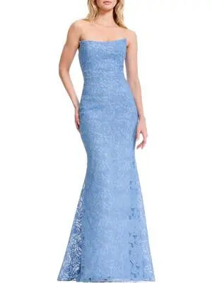 Dress The Population Murphy Strapless Gown Sky