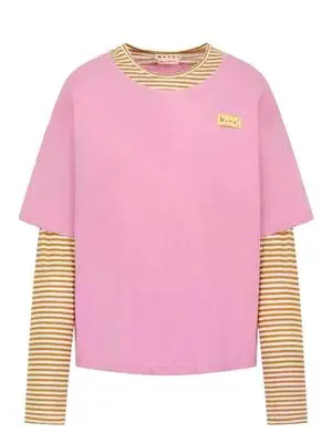 Marni Striped Logo T-shirt - Pink