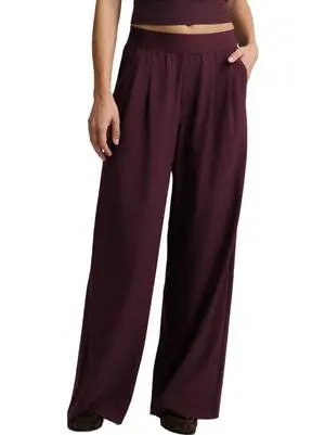 Beyond Yoga Pleated Wide-leg Trousers - Cabernet