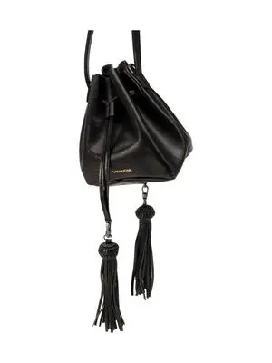 SABANDIJA SABANDIJA Leather Bucket Bag With Drawstring Closure Black