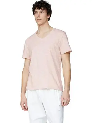 ATM Anthony Thomas Melillo Slub Jersey V-neck T-shirt - Faded Rose