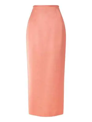 Khaite Winton Satin Midi Skirt - Coral