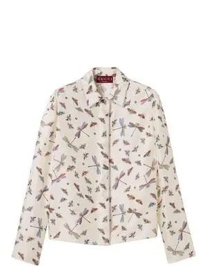 Gucci Printed Silk Twill Shirt - Beige