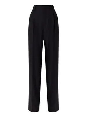 Saint Laurent Pleated Straight-leg Wool Trousers - Black
