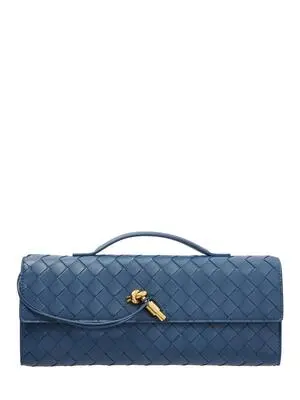 Bottega Veneta Long Andiamo Intrecciato Leather Clutch - Blue