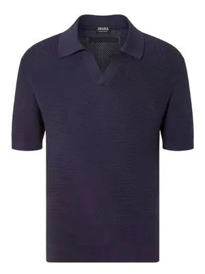 Zegna Waffle-knit V-neck T-shirt Purple