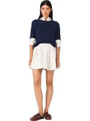 Maje Beaded Bubble Mini Skirt - White