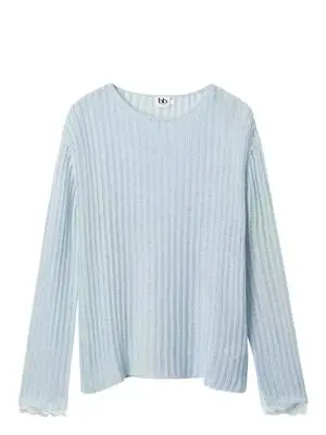 B+AB Long-sleeve Sweater With Lace Trim - Blue