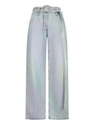 DARKPARK Dalila Bleached Denim Jeans With Belt - Blue