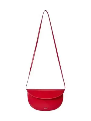 JIL SANDER Curved-flap Leather Shoulder Bag - Red