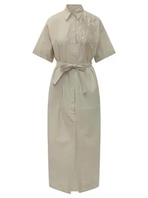 Brunello Cucinelli Sequin Belted Shirt Dress - Neutrals
