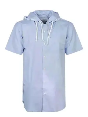 Comme Des Garçons Striped Hooded Shirt - Blue
