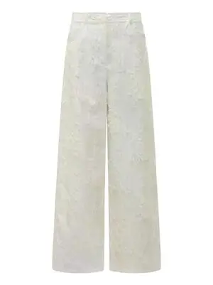 MSGM Textured Wide-leg Trousers - White