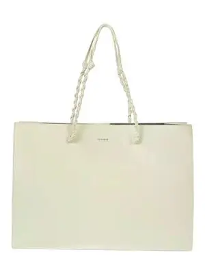 JIL SANDER Tangle Tote With Embossed Logo And Knotted Handle Neutrals