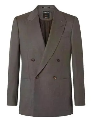 Zegna Double-breasted Wool Jacket - Grey