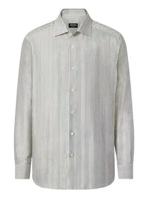 Zegna Striped Silk Shirt - White