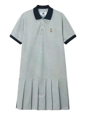 CHOCOOLATE Pleated Polo Dress - Grey