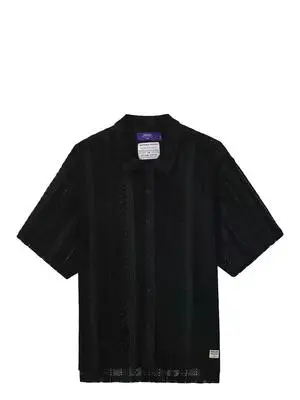 AFTERMATHS Buttoned Openwork Shirt - Black