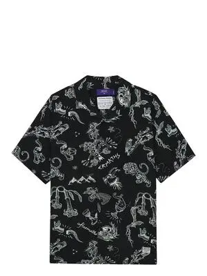 AFTERMATHS Patterned Short-sleeve Shirt - Black