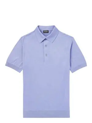 Zegna Slim-fit Cotton Polo Shirt - Blue