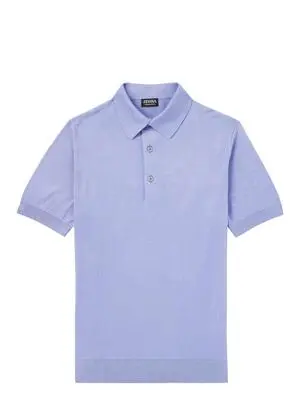Zegna Zegna - Slim-Fit Cotton Polo Shirt - Men - Blue  Light Blue