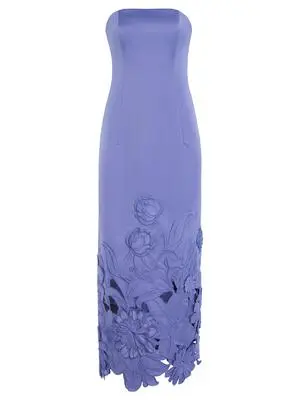 LEO LIN Rayna Floral-appliquéd Maxi Dress - Blue