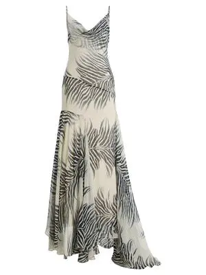 DE LA VALI Attica Zebra Chiffon Maxi Dress
