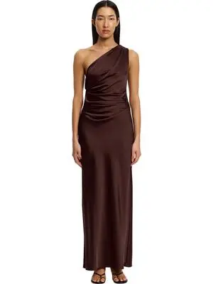 Significant Other One Shoulder Maxi Dress - Chocolate