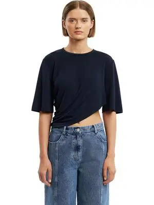 Significant Other Asymmetrical Hem Short Sleeve Top - Midnight