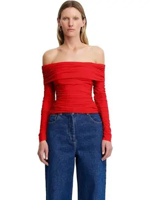 Significant Other Long Sleeve Off-shoulder Top - Chilli