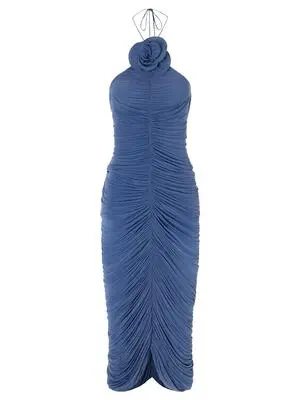 Magda Butrym Appliquéd Stretch-jersey Midi Dress - Blue