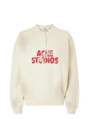 Acne Studios Printed Cotton-jersey Sweatshirt - Neutrals
