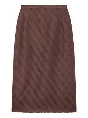 Auralee Striped Silk And Cotton-blend Jacquard Midi Skirt - Brown