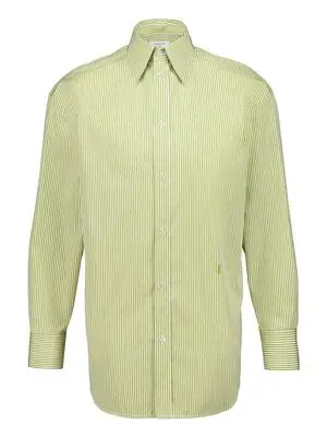 Saint Laurent Striped Cotton Poplin Shirt - Green