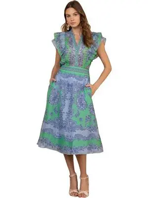 Hale Bob Winslow Linen Organza Skirt - Green