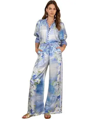 Hale Bob Keily Silk Charmeuse Pant - Blue