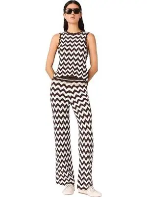 Maje Zigzag Crochet Tank Top - Gold