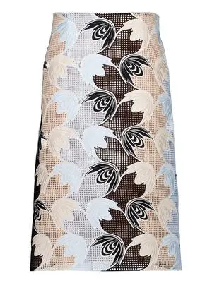Marni Floral Broderie Anglaise Midi Skirt - Multicolour