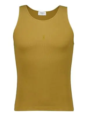 Saint Laurent Ribbed Tank Top With Cassandre Embroidery - Orange
