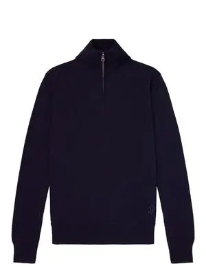 Purdey Linton Logo-Embroidered Half-Zip Sweater Navy