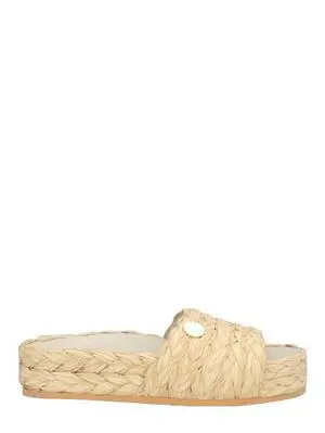 STELLA MCCARTNEY Natural Raffia Flatform Sandals