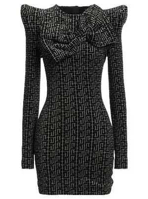 BALMAIN Mini Dress In Cotton And Metallic Polyester