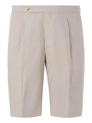 DE PETRILLO Straight-Leg Linen Shorts Sand