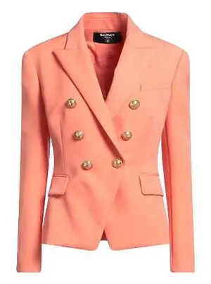 Balmain Double-breasted Virgin Wool Blazer - Salmon Pink