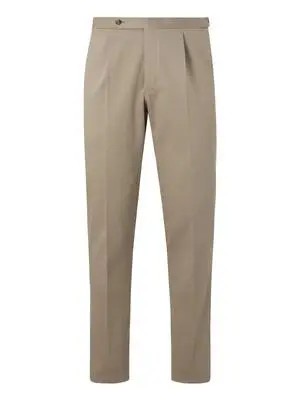 DE PETRILLO Cotton-blend Twill Straight-leg Trousers - Neutrals
